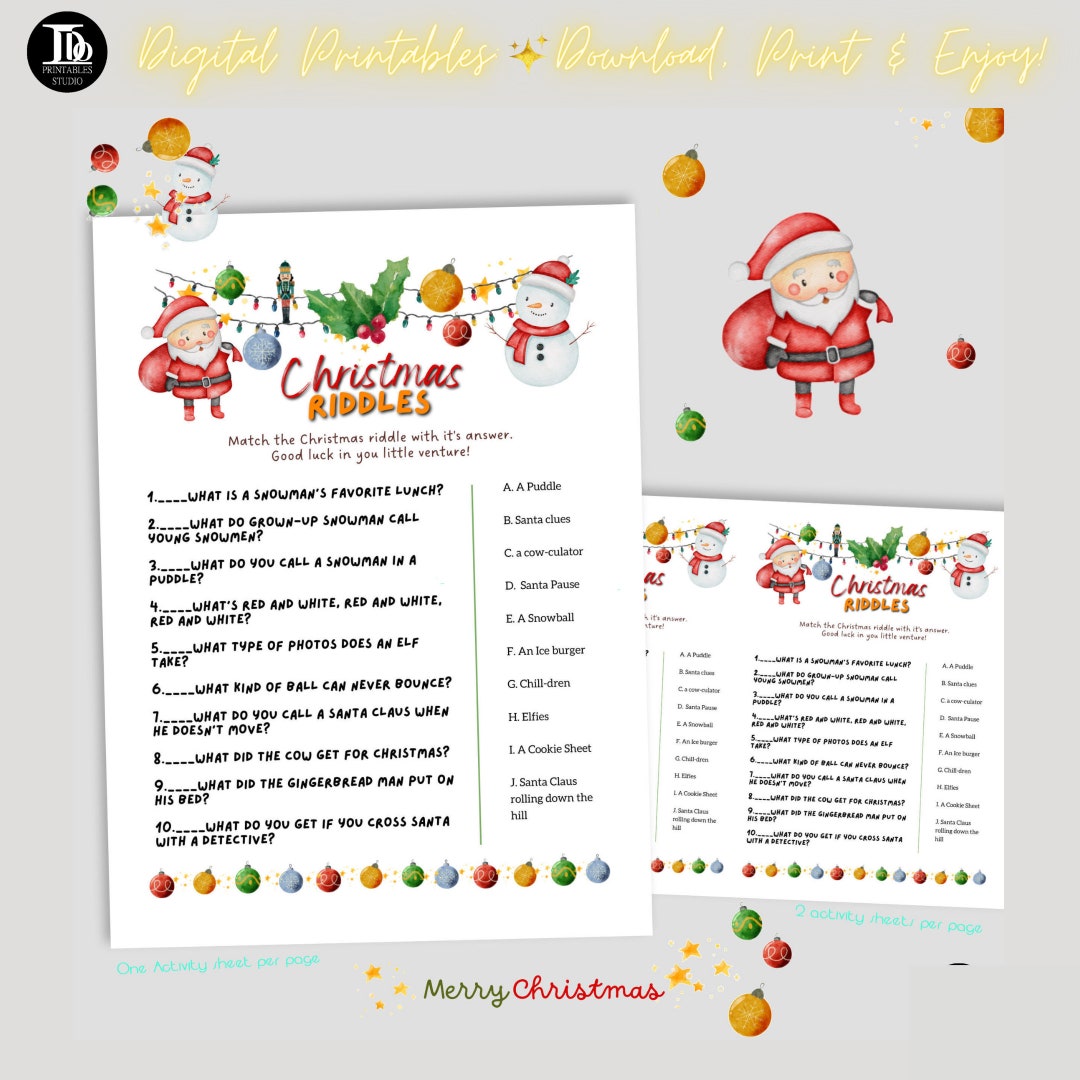 Printable Christmas Riddles Family Activity Sheet | Christmas Dinner ...