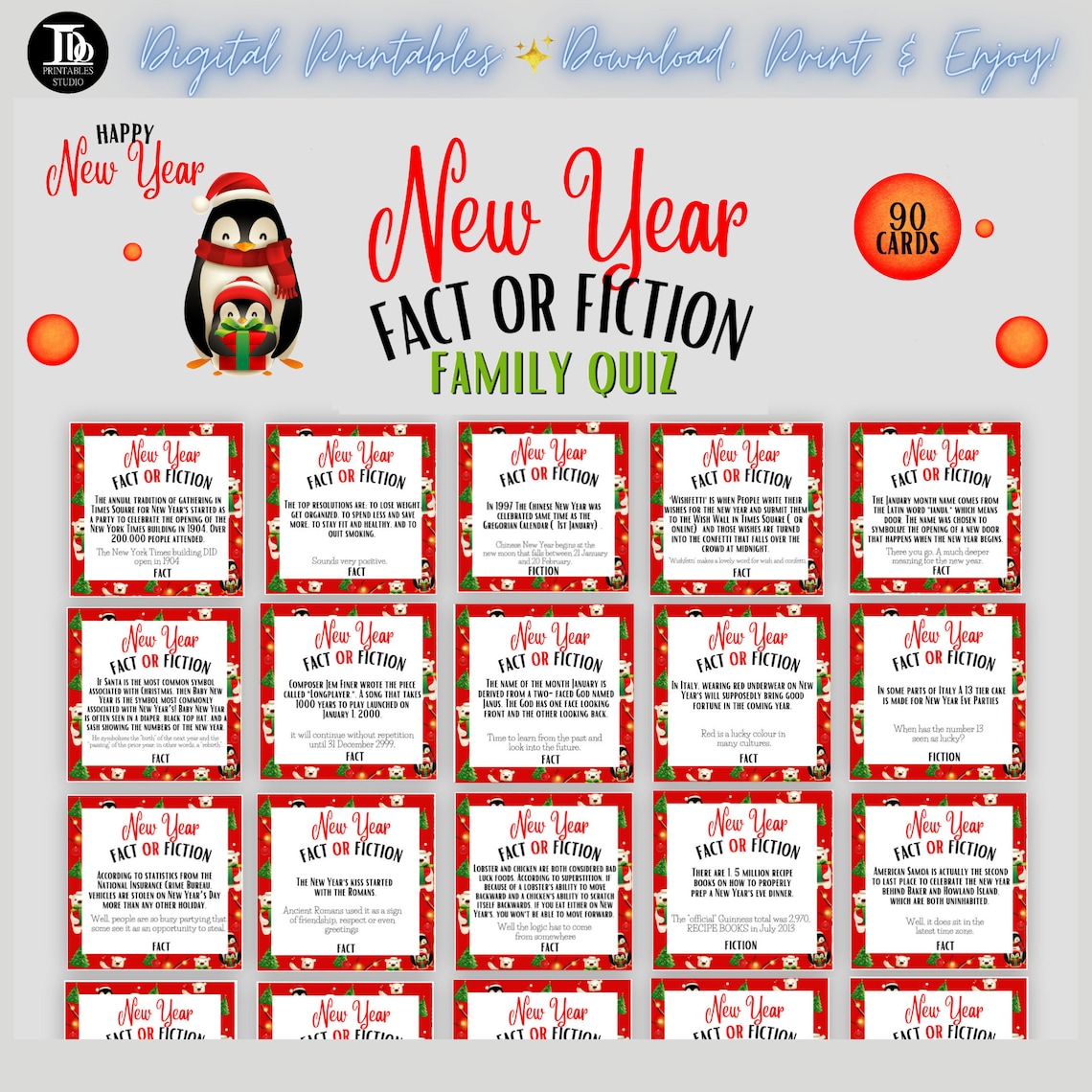 New Year Fact or Fiction Quiz True or False Trivia 90 Family Holiday ...