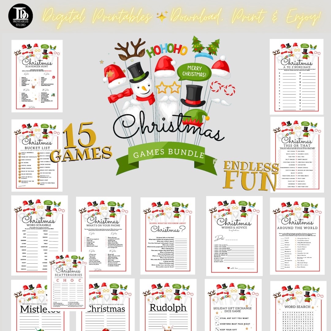 Printable Christmas Games Bundle | Family Games Night Feud | Christmas ...