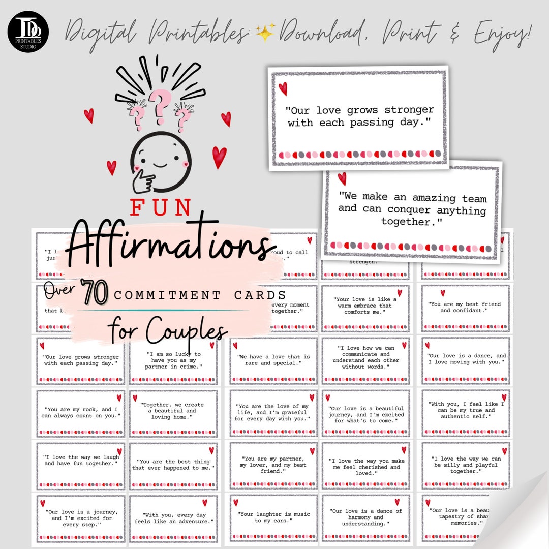Affirmations for Couples | Fun Commitment Cards | Printable Daily ...