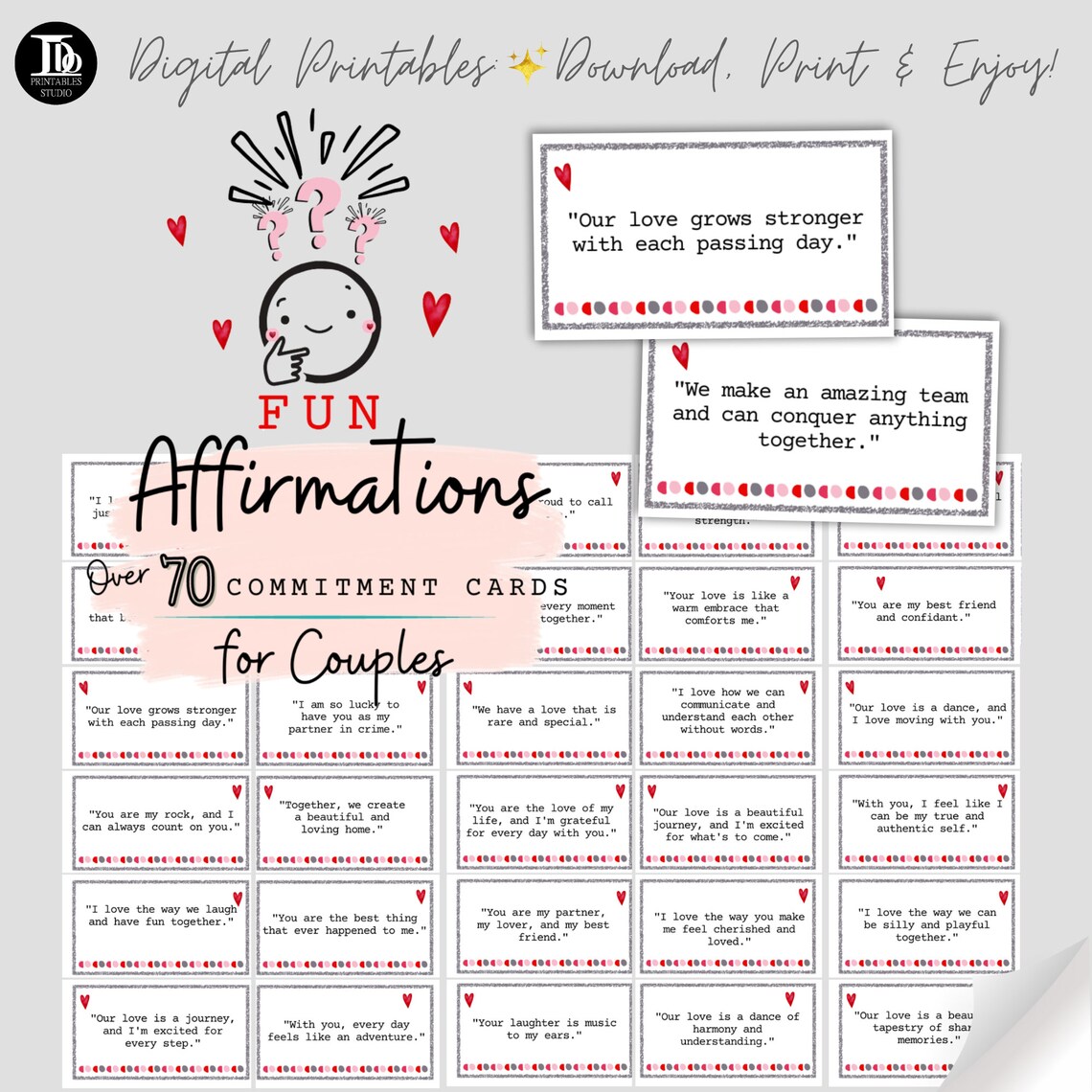 Affirmations for Couples Fun Commitment Cards Printable Daily Couple ...