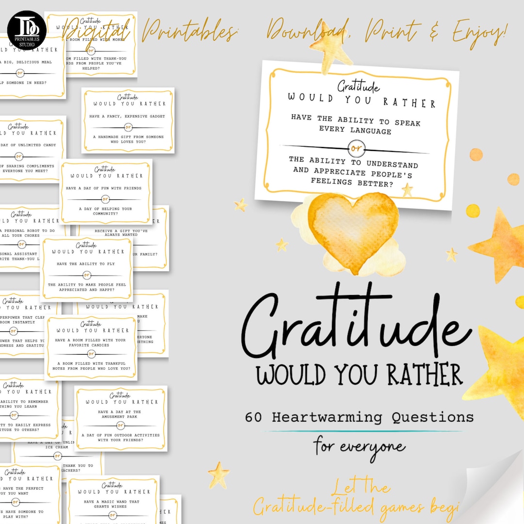 Gratitude Icebreaker Cards Thanksgiving Dinner Table Conversation ...
