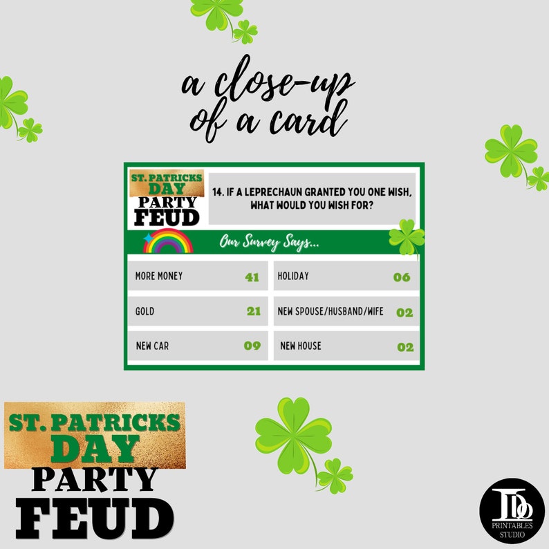 St. Patrick's Day Friendly Feud Game/ Family Games / - Etsy
