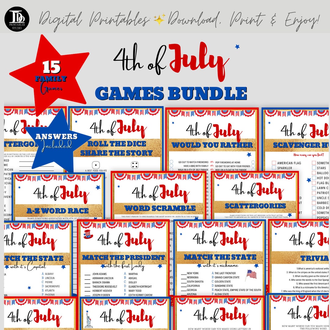 Ultimate Fourth of July Games Bundle / US Patriotic Games Bundle ...