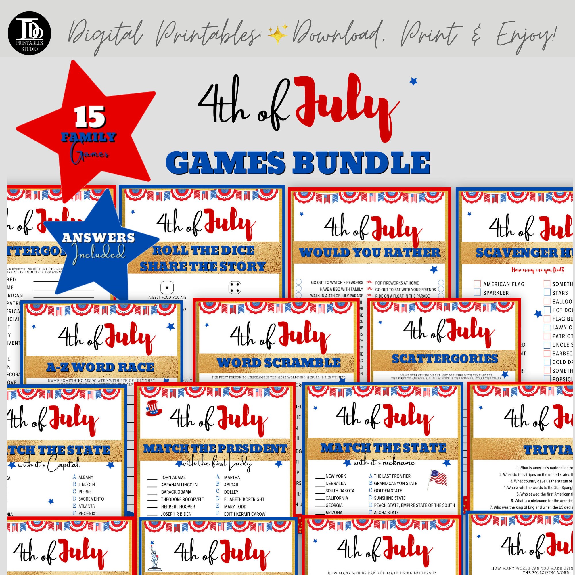 Ultimate Fourth of July Games Bundle / US Patriotic Games - Etsy