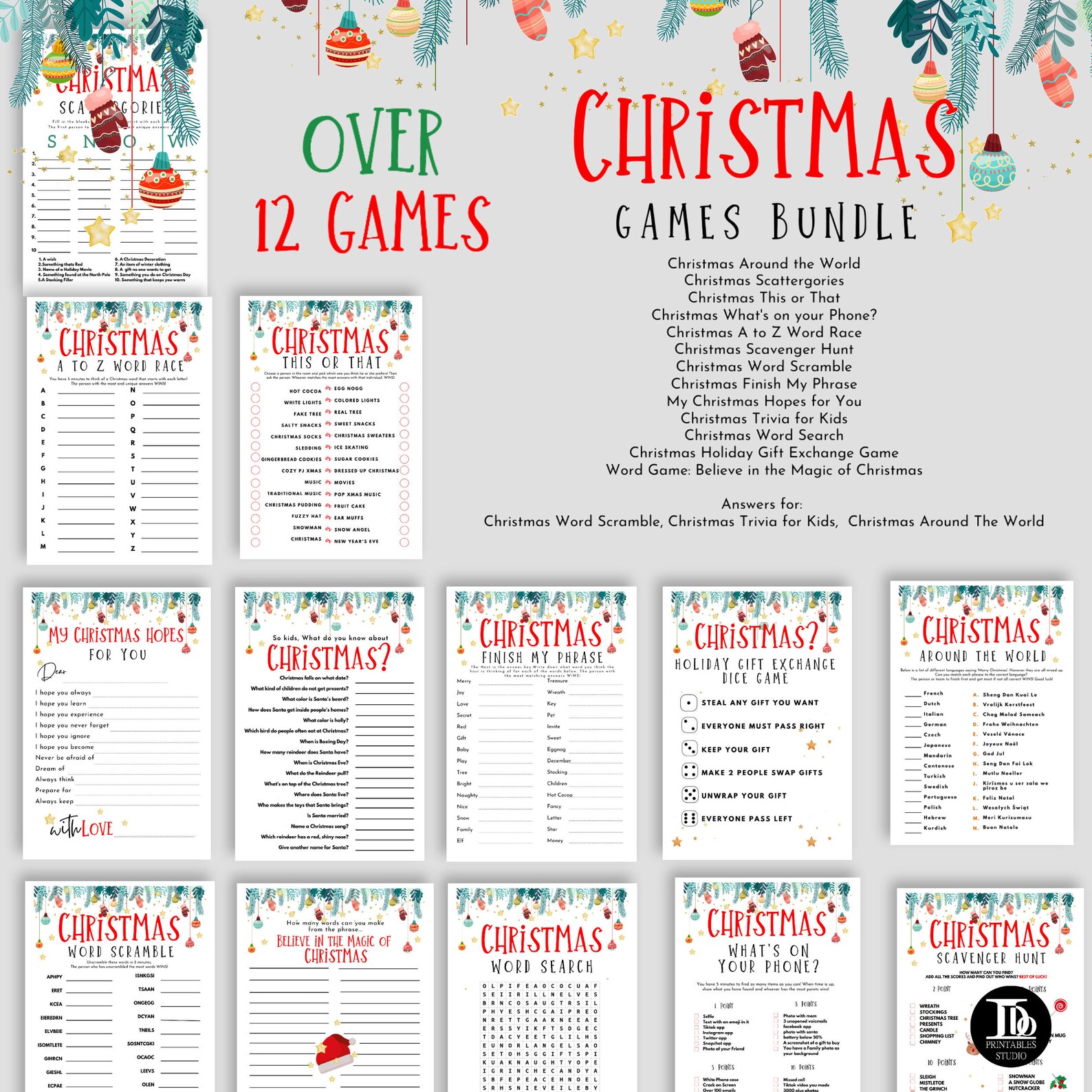 Christmas Game Bundle Family Christmas Games Christmas Trivia Pub Quiz ...