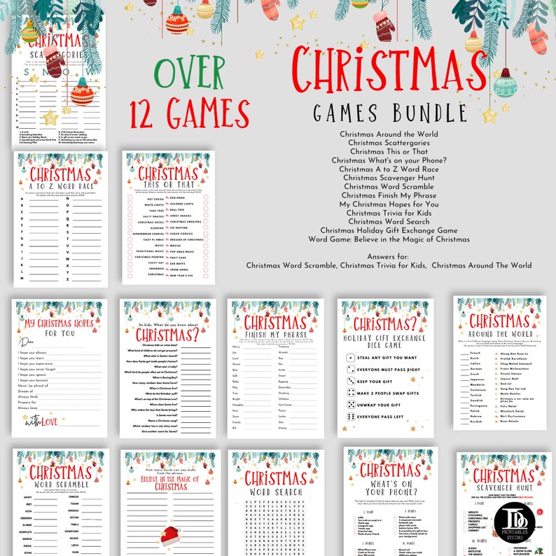 Christmas Game Bundle Family Christmas Games Christmas Trivia Pub Quiz ...