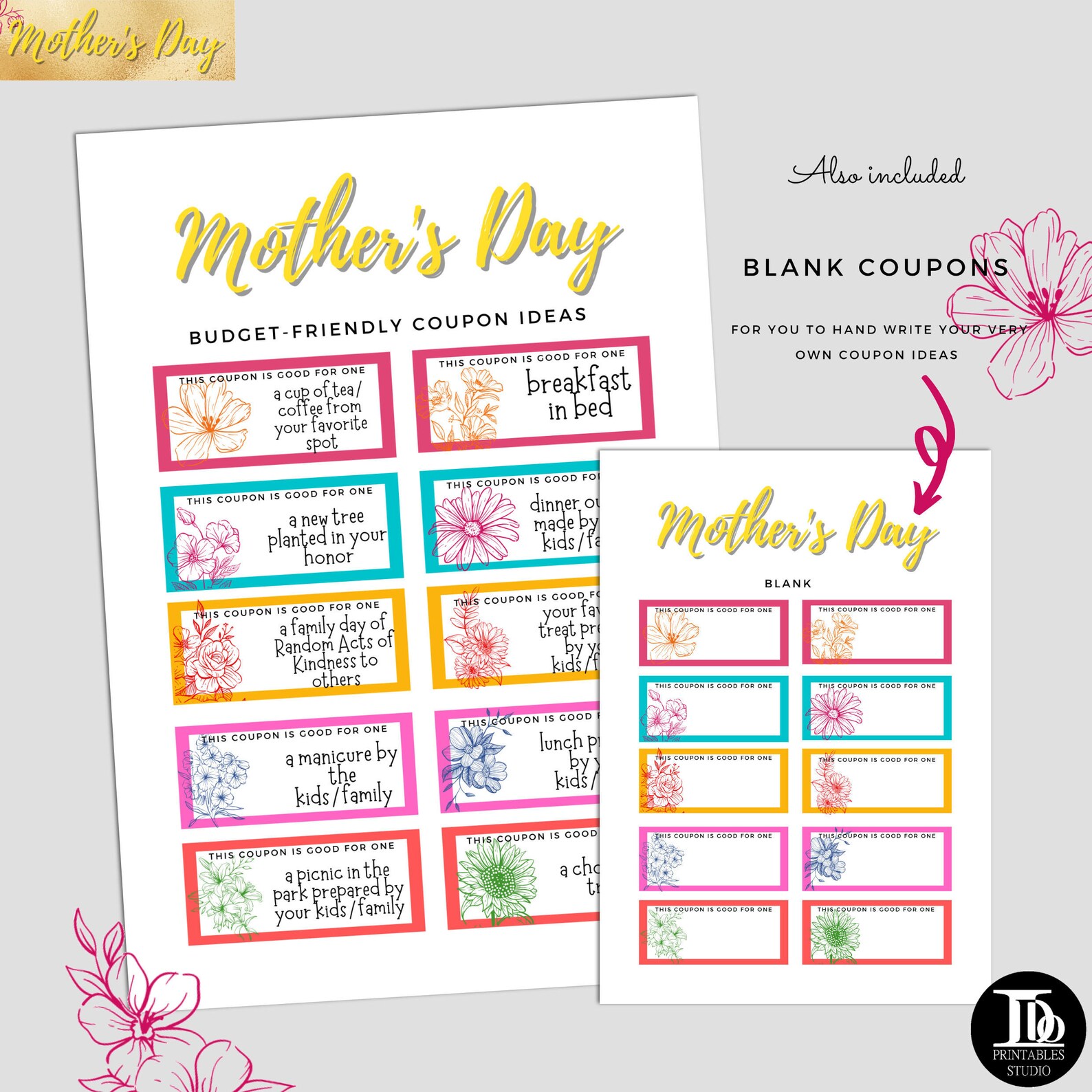 Printable Mother's Day Coupons / Gift for Mom / Instant | Etsy