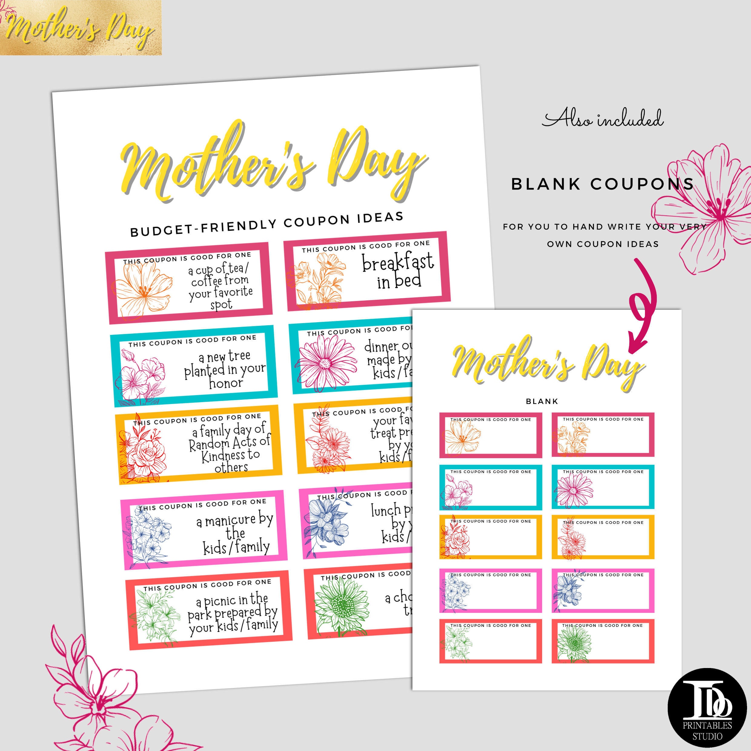 Printable Mother's Day Coupons / Gift for Mom / Instant | Etsy