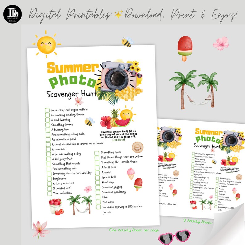 Summer Photo Scavenger Hunt for Kids | Summer Treasure Hunt | Fun ...