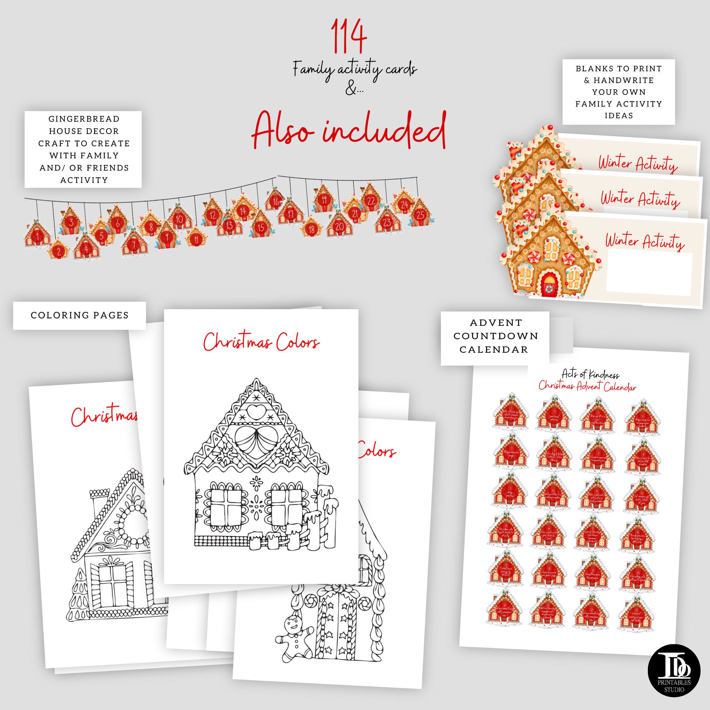 Gingerbread House Christmas Advent Activity Cards | Family Fun Xmas ...