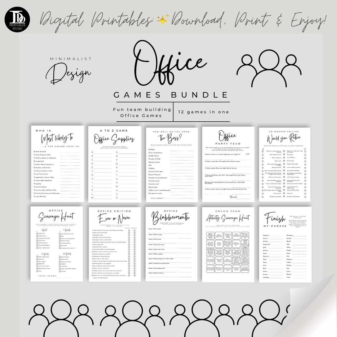 Office Party Games Bundle | Printable Team Building Icebreaker Games ...