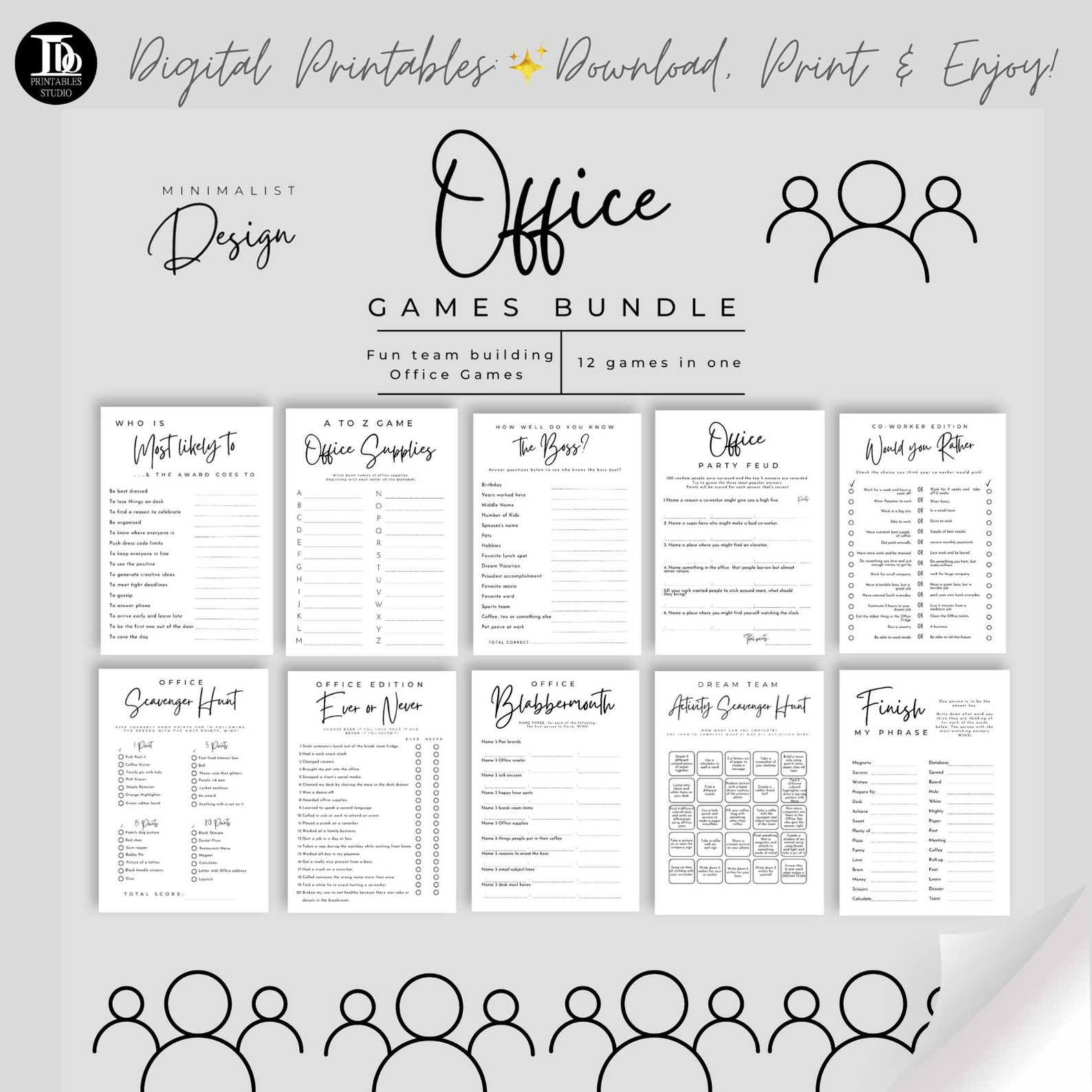 Office Party Games Bundle | Printable Team Building Icebreaker Games ...