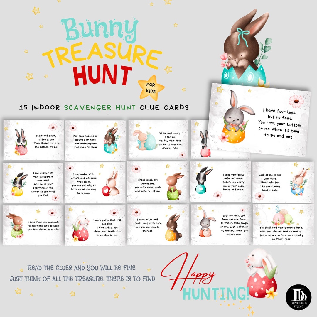 Easter Bunny Treasure Hunt Indoor Printable Scavenger Hunt - Etsy