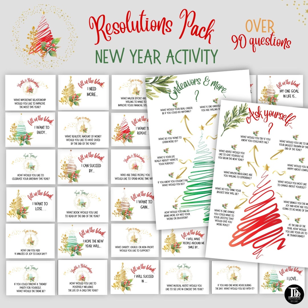 New Year's Resolutions Activity Pack Journal Prompt - Etsy
