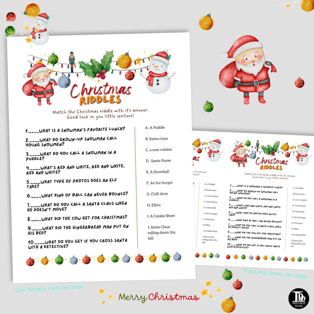 Printable Christmas Riddles Family Activity Sheet Christmas - Etsy