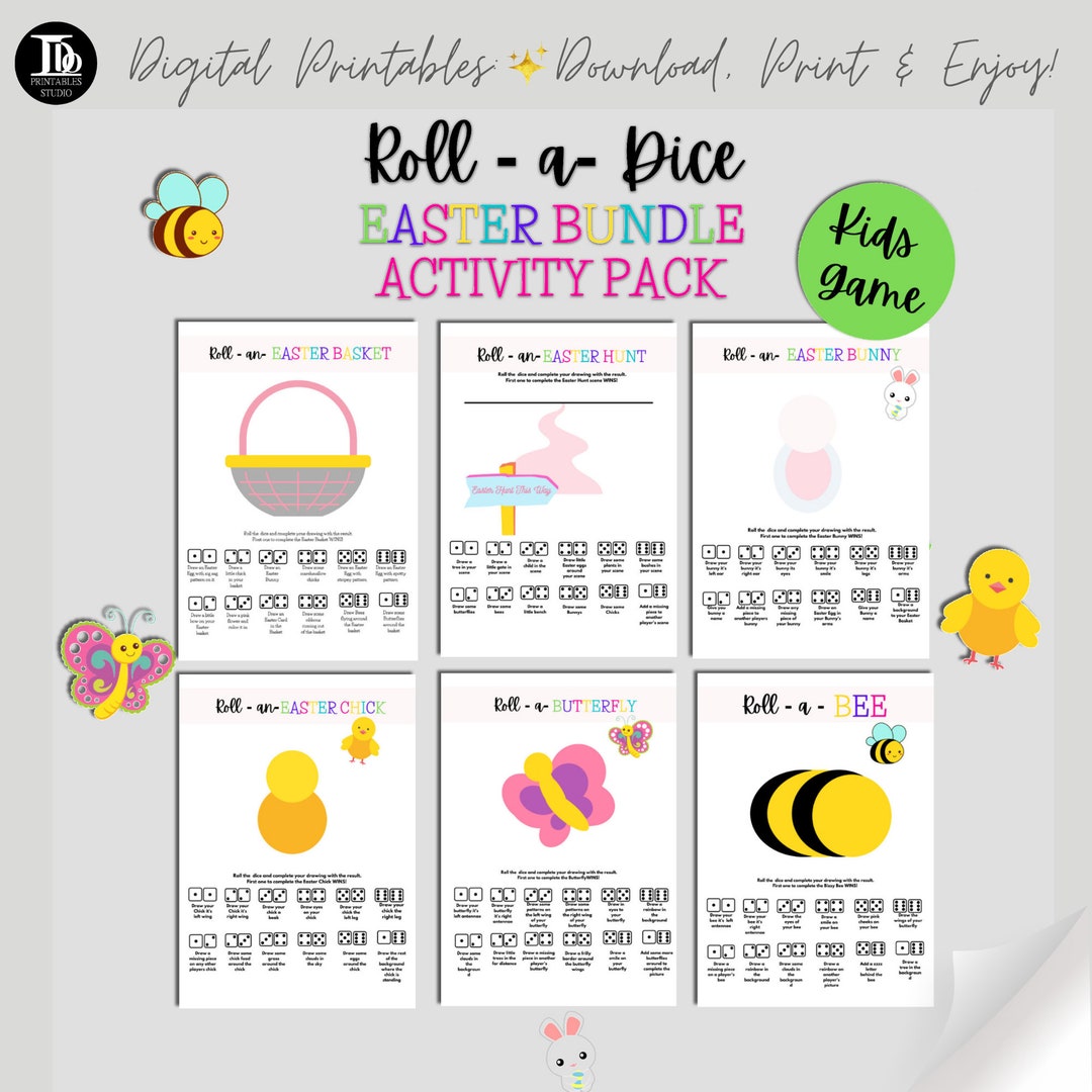 Easter Roll A Dice Activity Bundle / 6 Kids Activity Games/ Easter ...