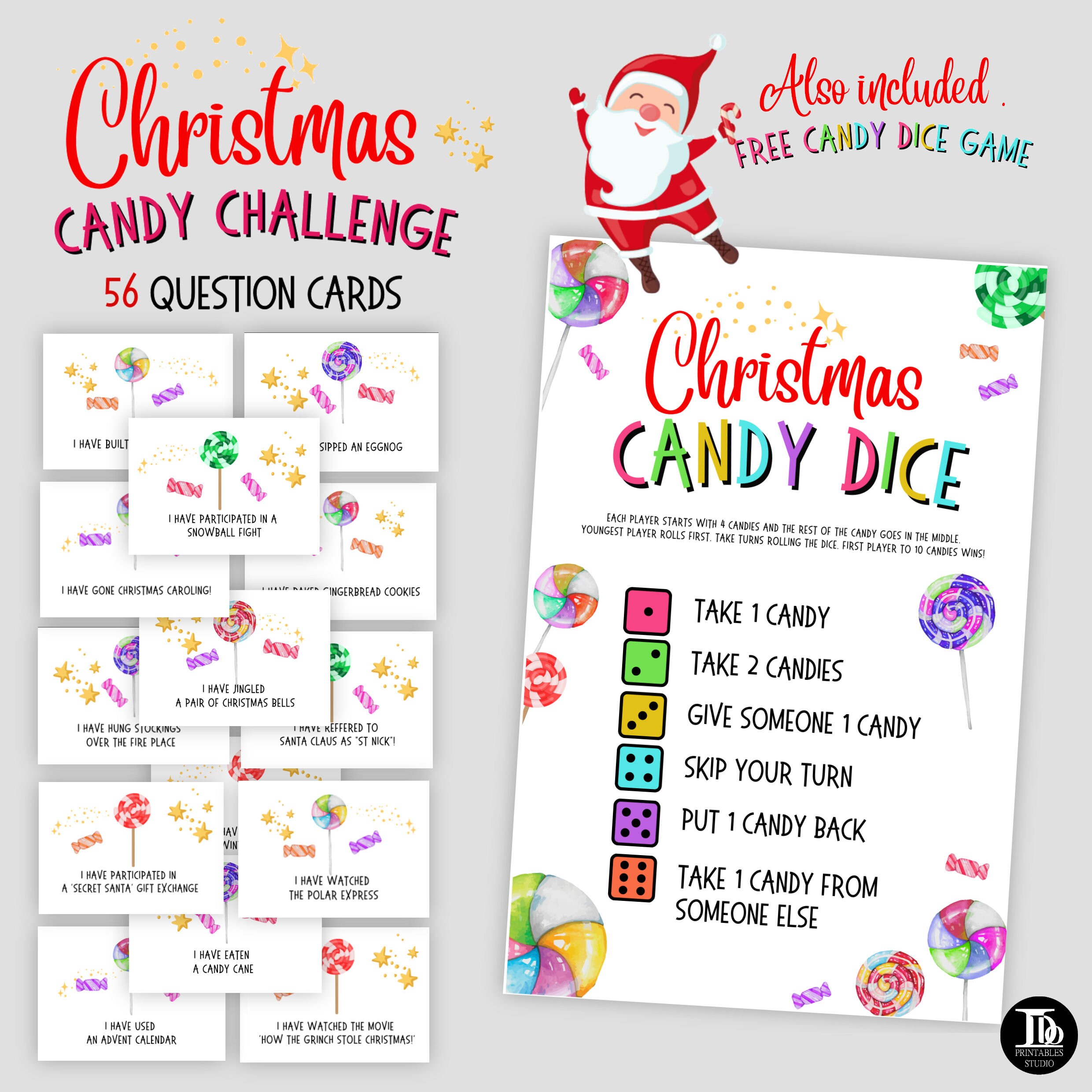 Christmas Candy Challenge Family Game Cards | Holiday Candy Game ...