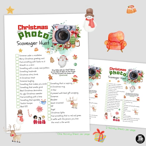 Christmas Day Photo Scavenger Hunt for Kids Christmas - Etsy