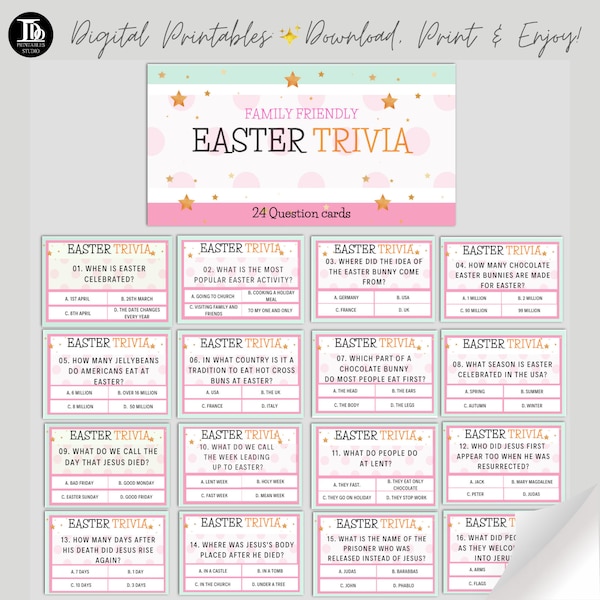 Easter Trivia Cards - Etsy
