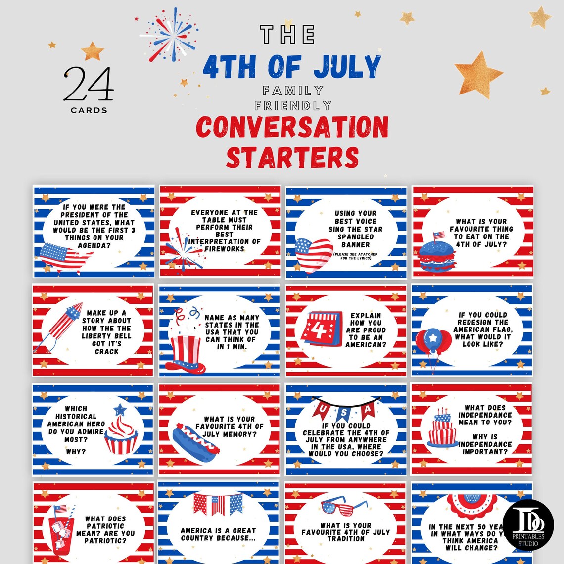 Conversation Starters / 4th of July Edition / Memorial Day | Etsy