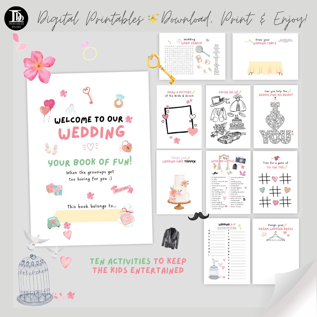Wedding Activity Book for Kids | Printable Activity Pages | Kids ...
