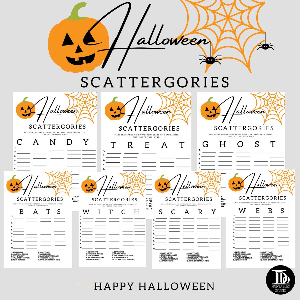 Halloween Scattergories Bundle Halloween Group Games - Etsy