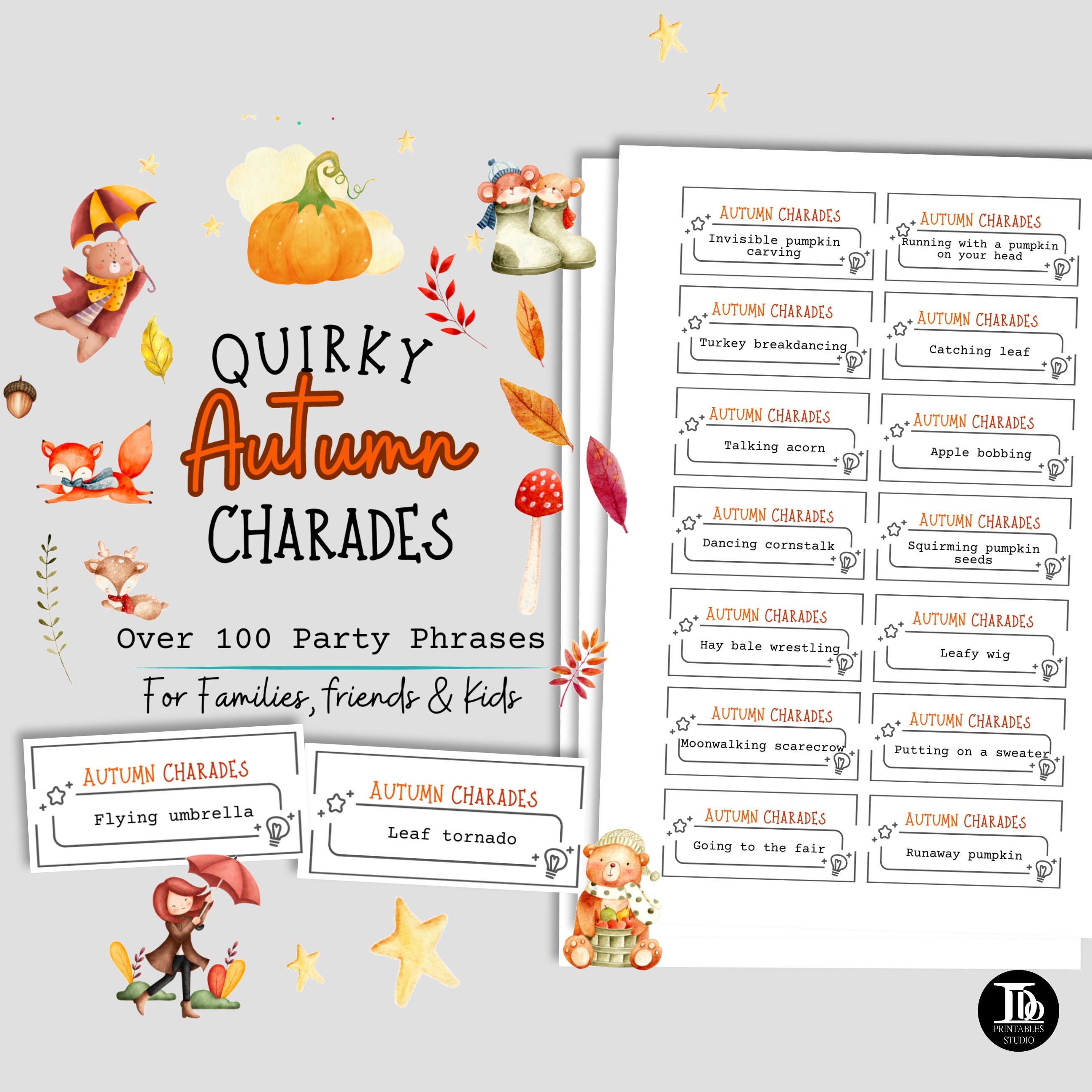 Autumn Charades for Family | Printable Fall Games for Kids and Adults ...