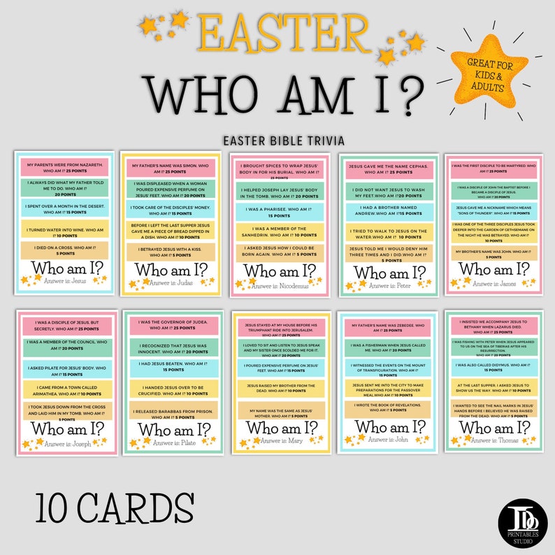 Printable Easter Game Cards / Easter Who Am I Activity / - Etsy