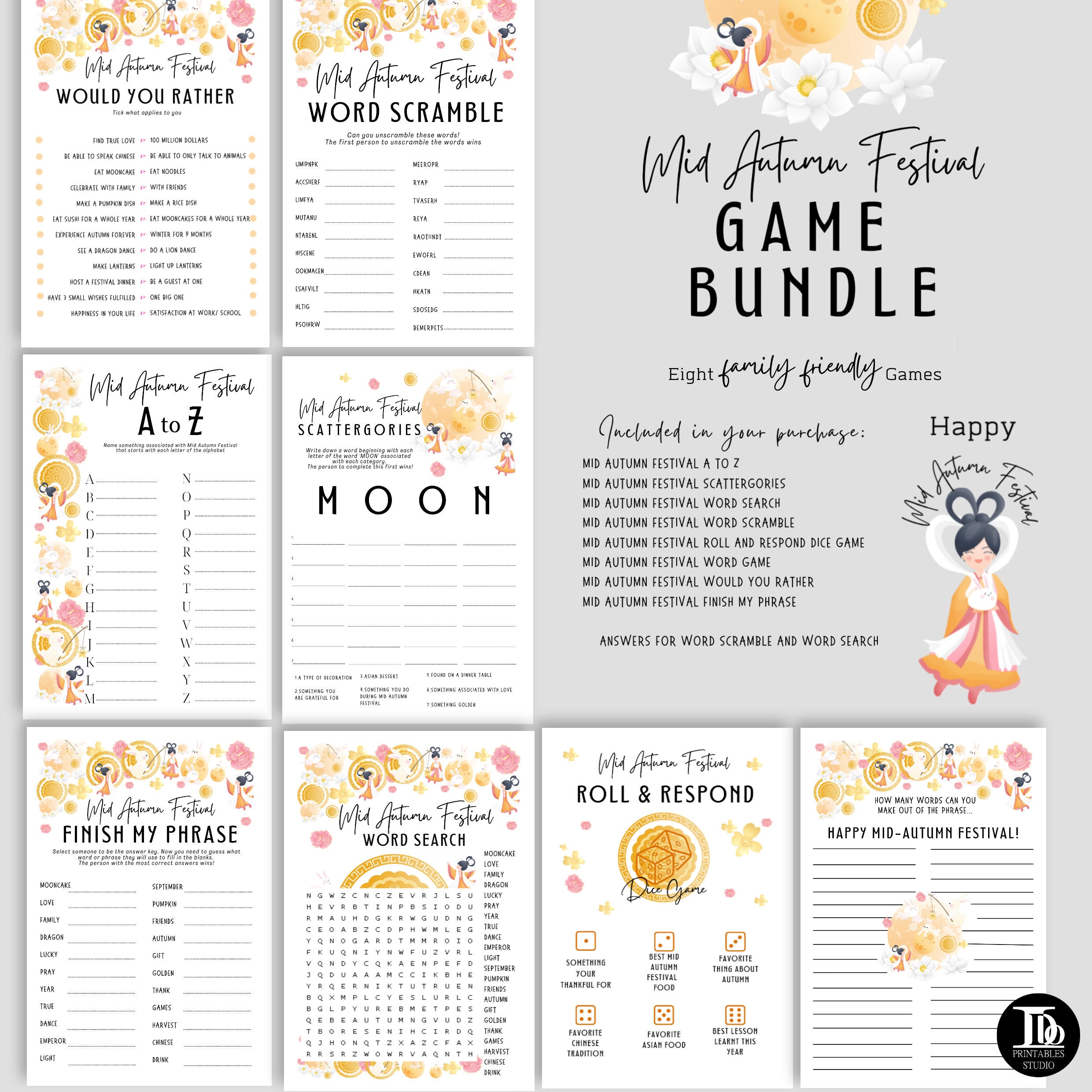 Mid Autumn Festival Games Bundle | Moon Festival Activity Sheets ...
