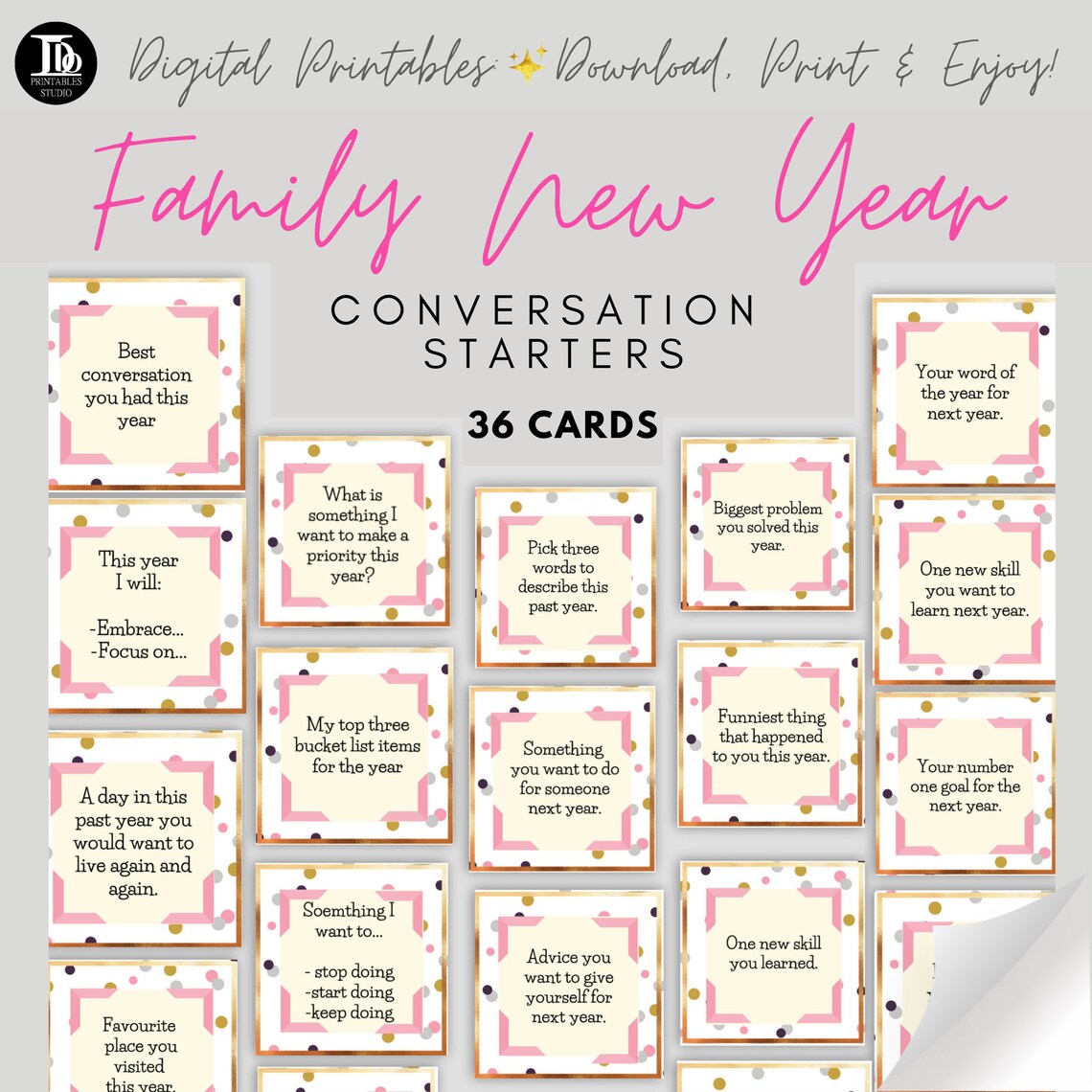New Year Conversation Starters / New Year Printable / New Year Games ...