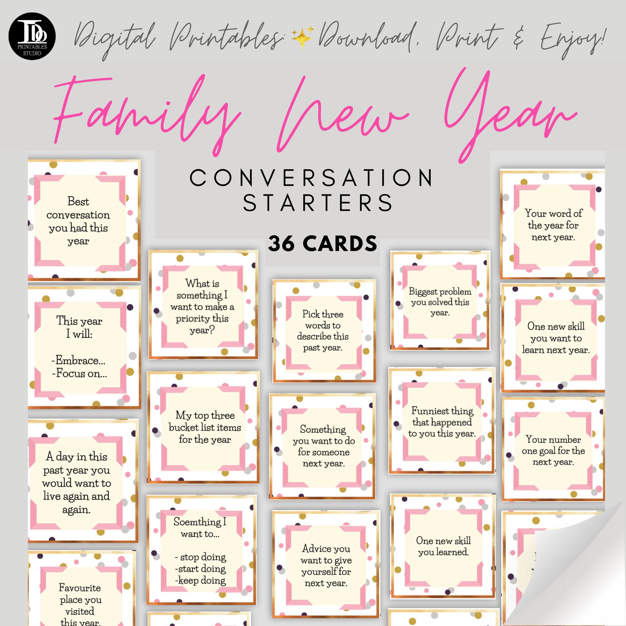New Year Conversation Starters / New Year Printable / New Year Games ...