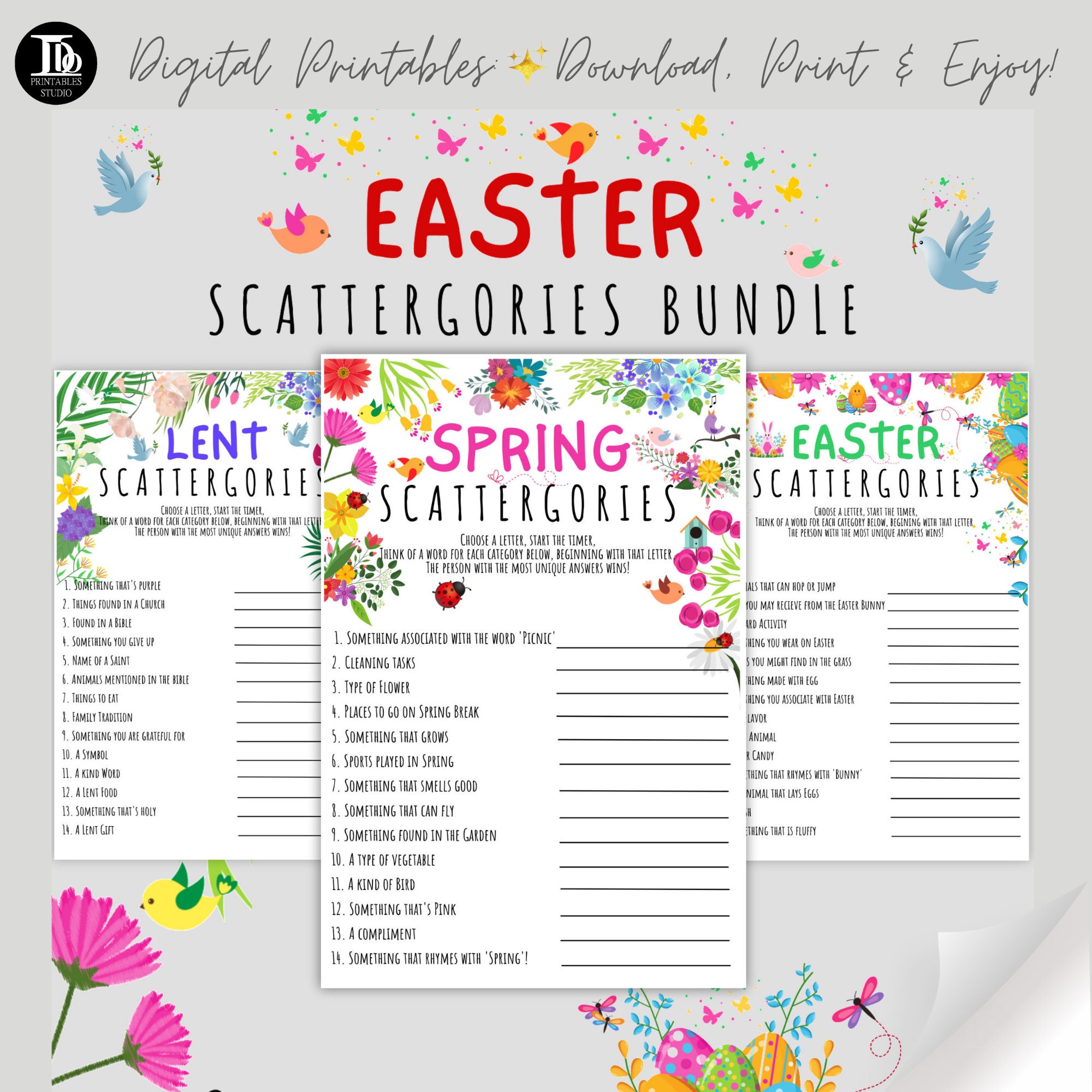Easter Family Scattergories Bundle | Lent Scattergories | Spring ...