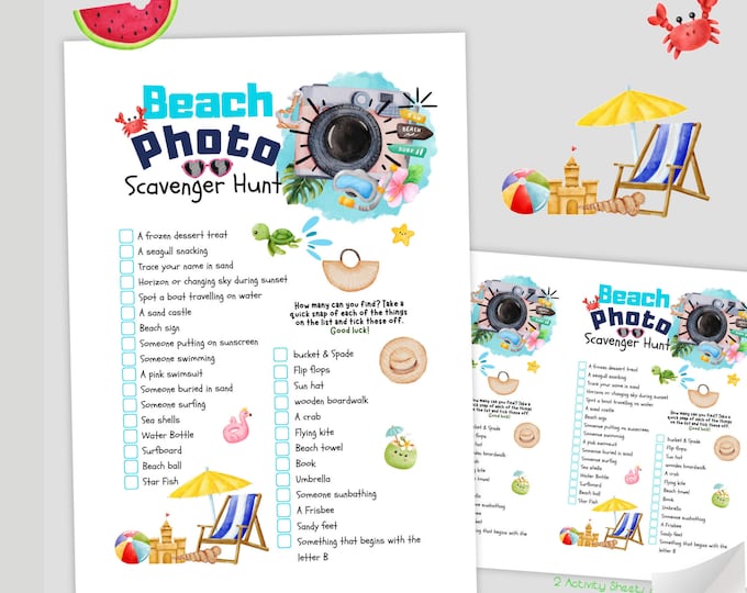 Beach Scavenger Hunt, Treasure Hunt for Beach Days With Kids, Ocean I ...