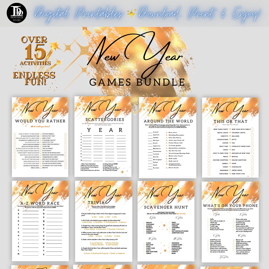 Mega New Year's Eve Party Games Bundle | Holiday Printable Games | New ...