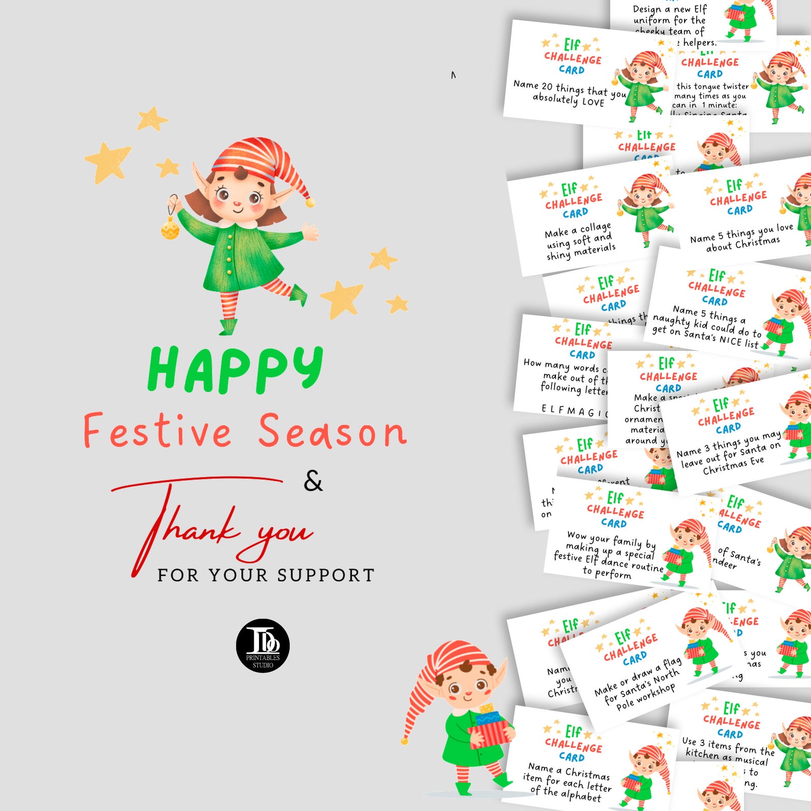 Elf Challenge Cards for Kids Christmas Challenges for - Etsy