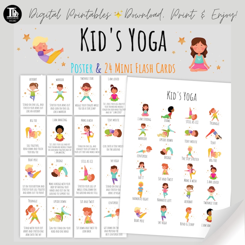 Kid's Yoga Flash Cards | Printable Fitness Activity for Children ...