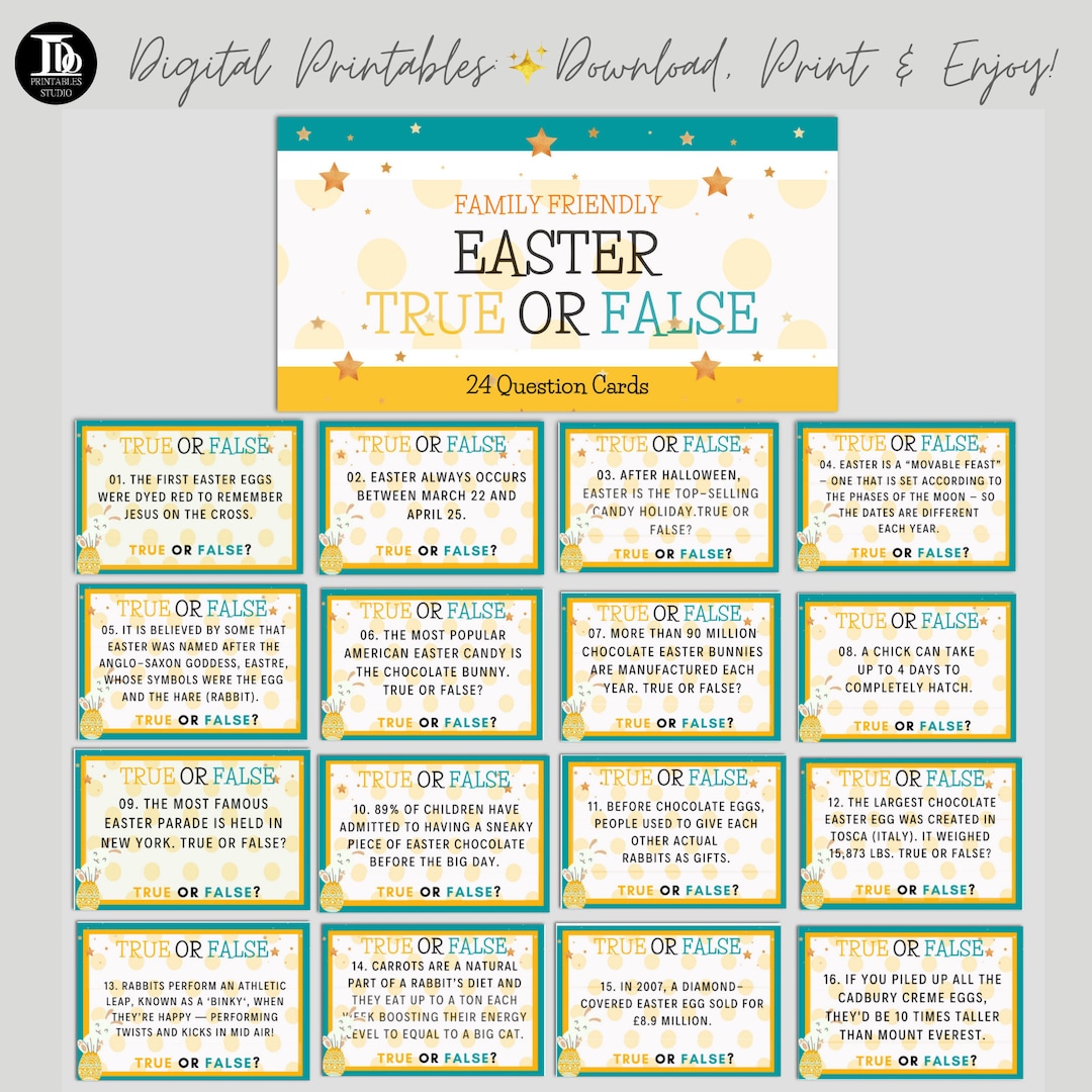 Easter Family Trivia / True or False Game/ Easter Quiz / Easter Family ...