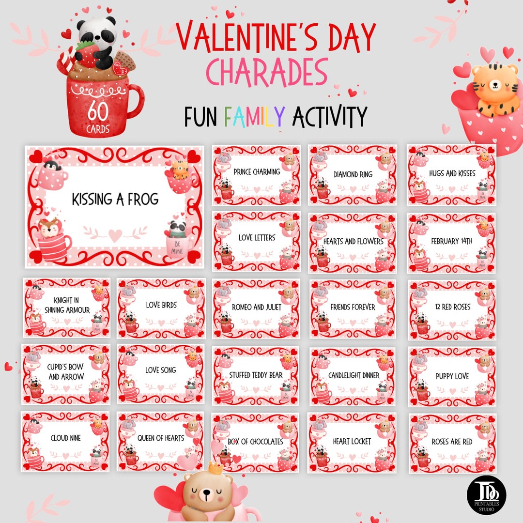 Valentine's Day Charades for Family Valentines for Kids - Etsy