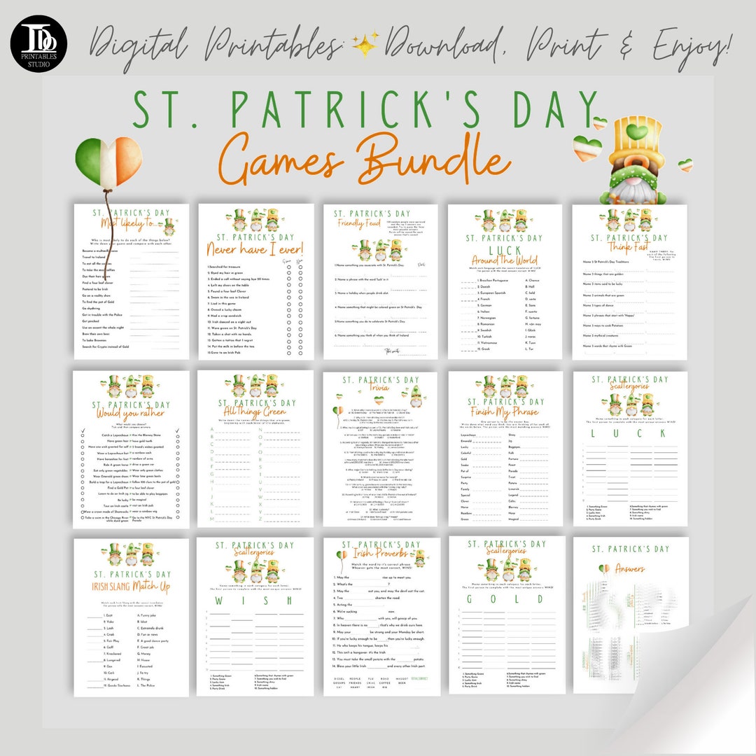 St Patrick's Day Games Bundle | Printable Games for St Patrick's Day ...