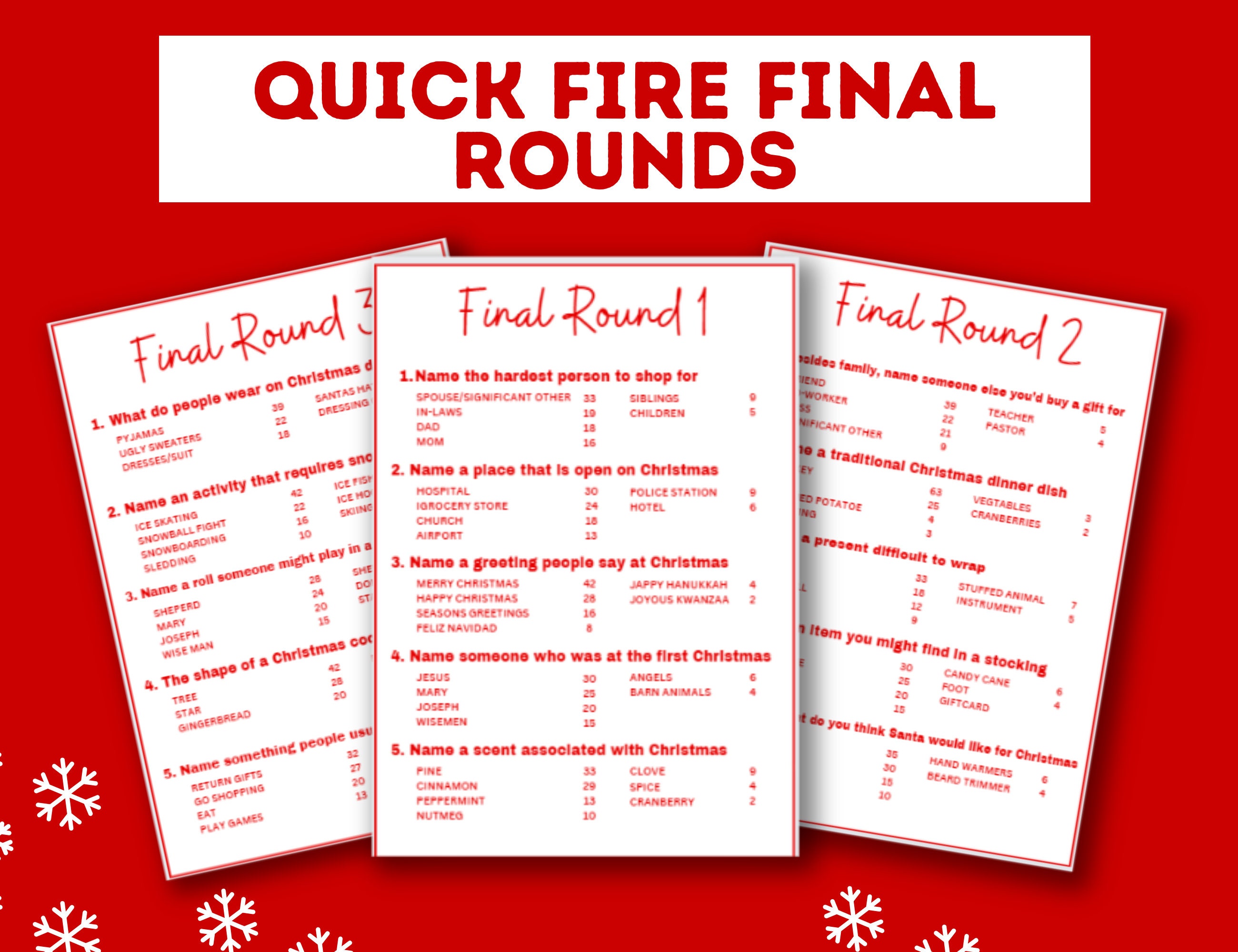 Christmas Family Feud Card Game | Family Fortunes | Fun Friendly ...