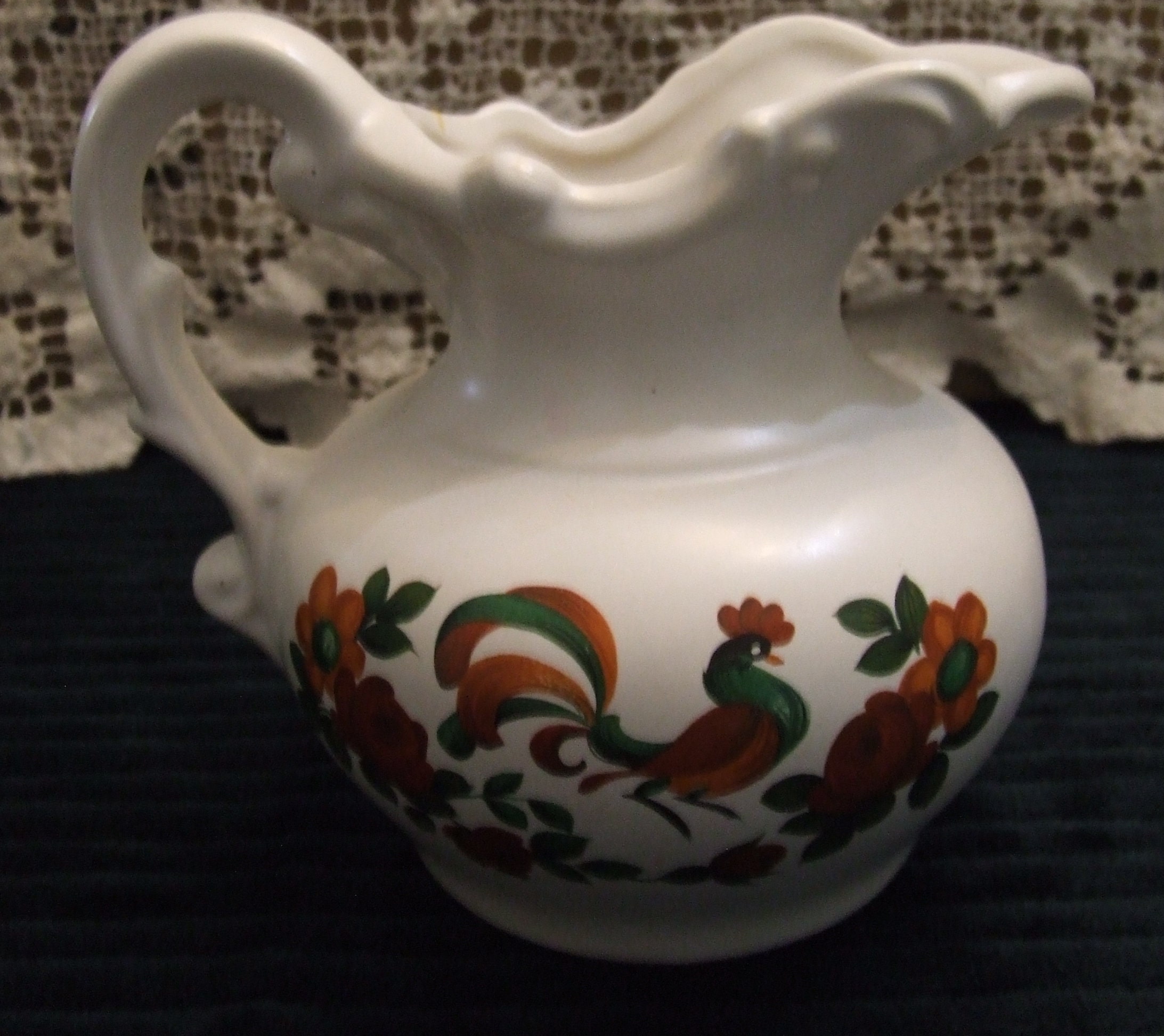 Vintage Ceramic McCoy Pitcher and Bowl with Rooster and Flower | Etsy