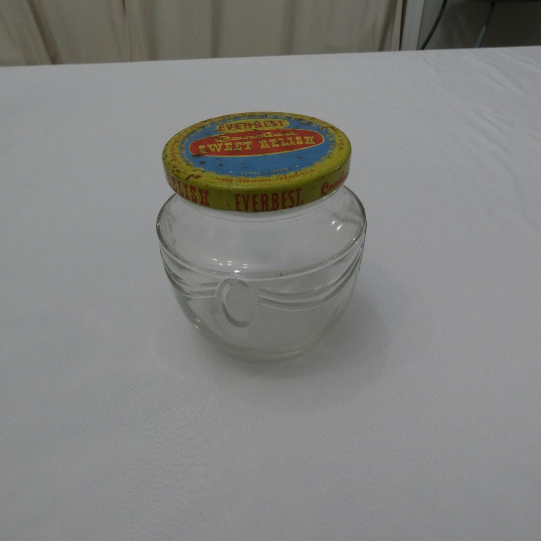 Antique, Vintage, Ever Best Sweet Relish Glass Jar Kitchen, Bathroom or ...