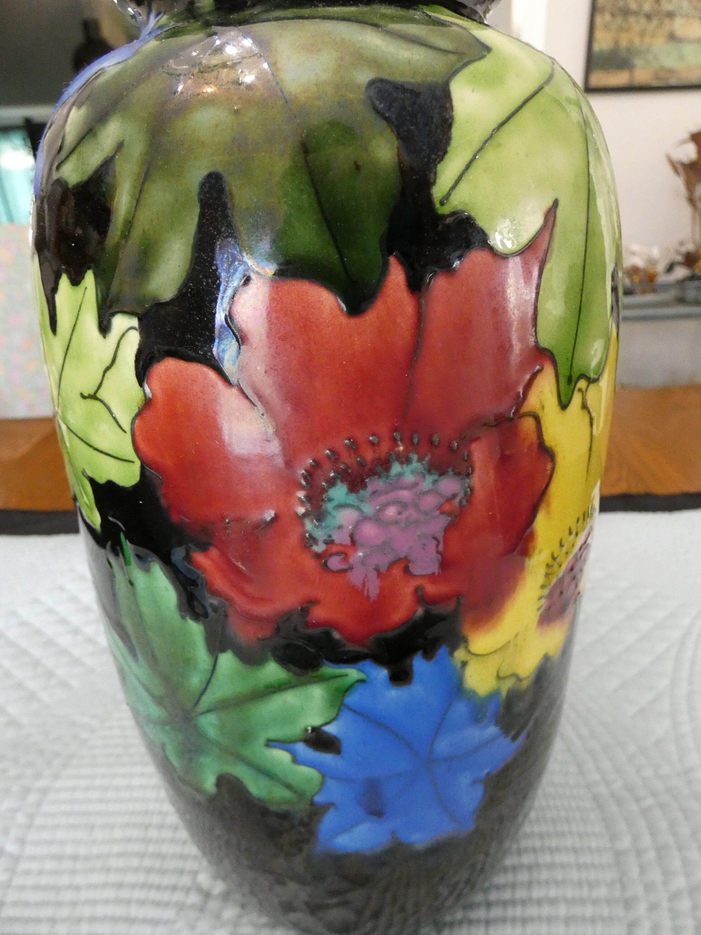 Antique Hand Thrown Awaji Pottery Vase Sanpei Kiln Dark Blue - Etsy