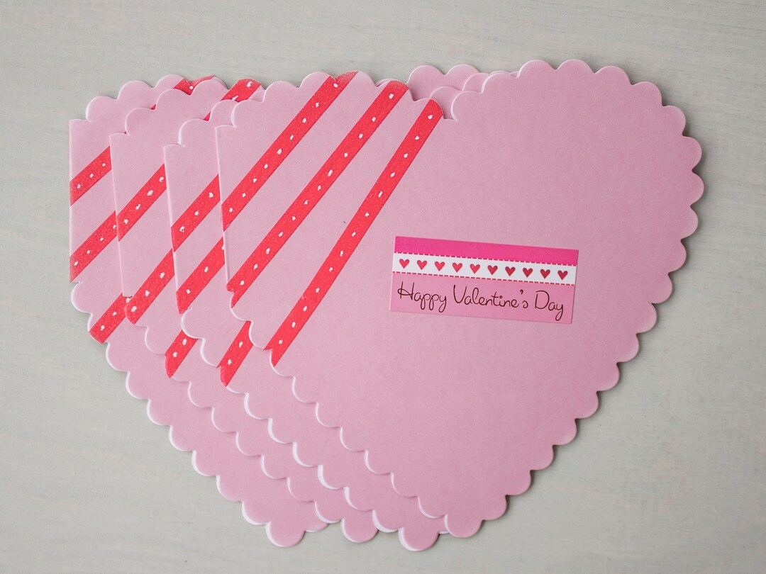 Heart Shape Valentine Day Greeting Cards, Set of 4 Greeting Cards - Etsy