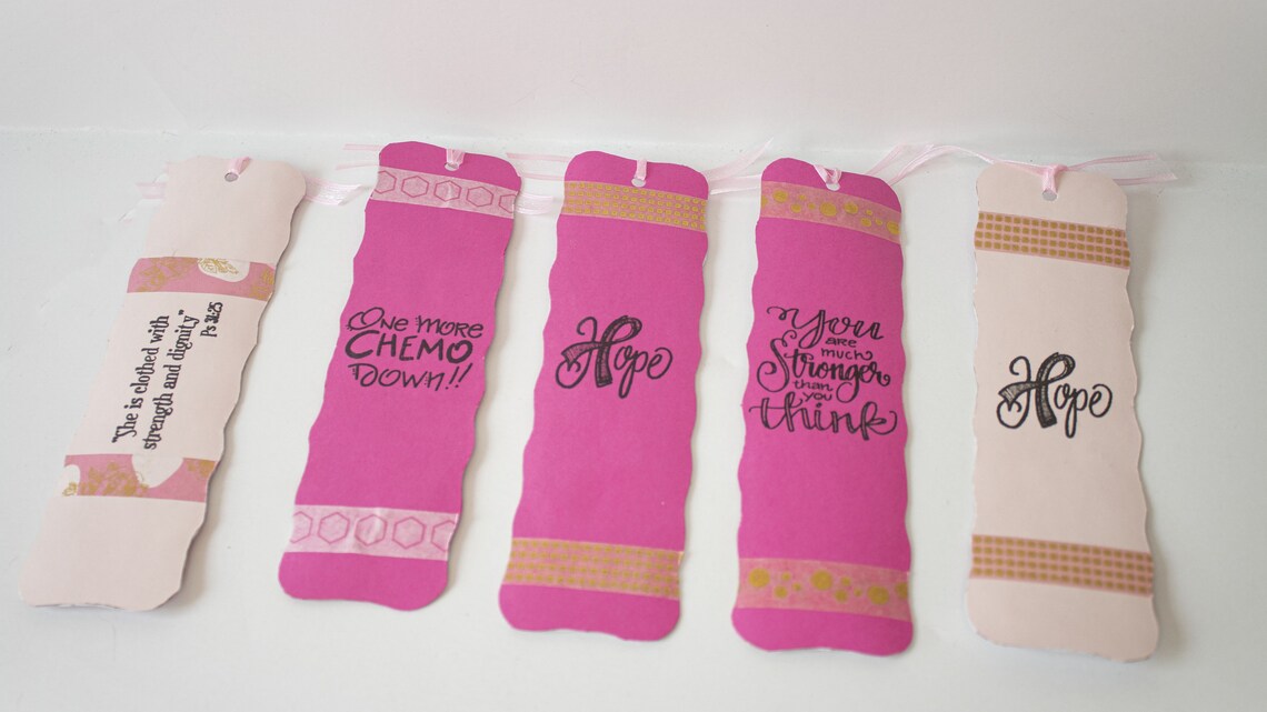 Breast Cancer Bookmarks Set of Five - Etsy