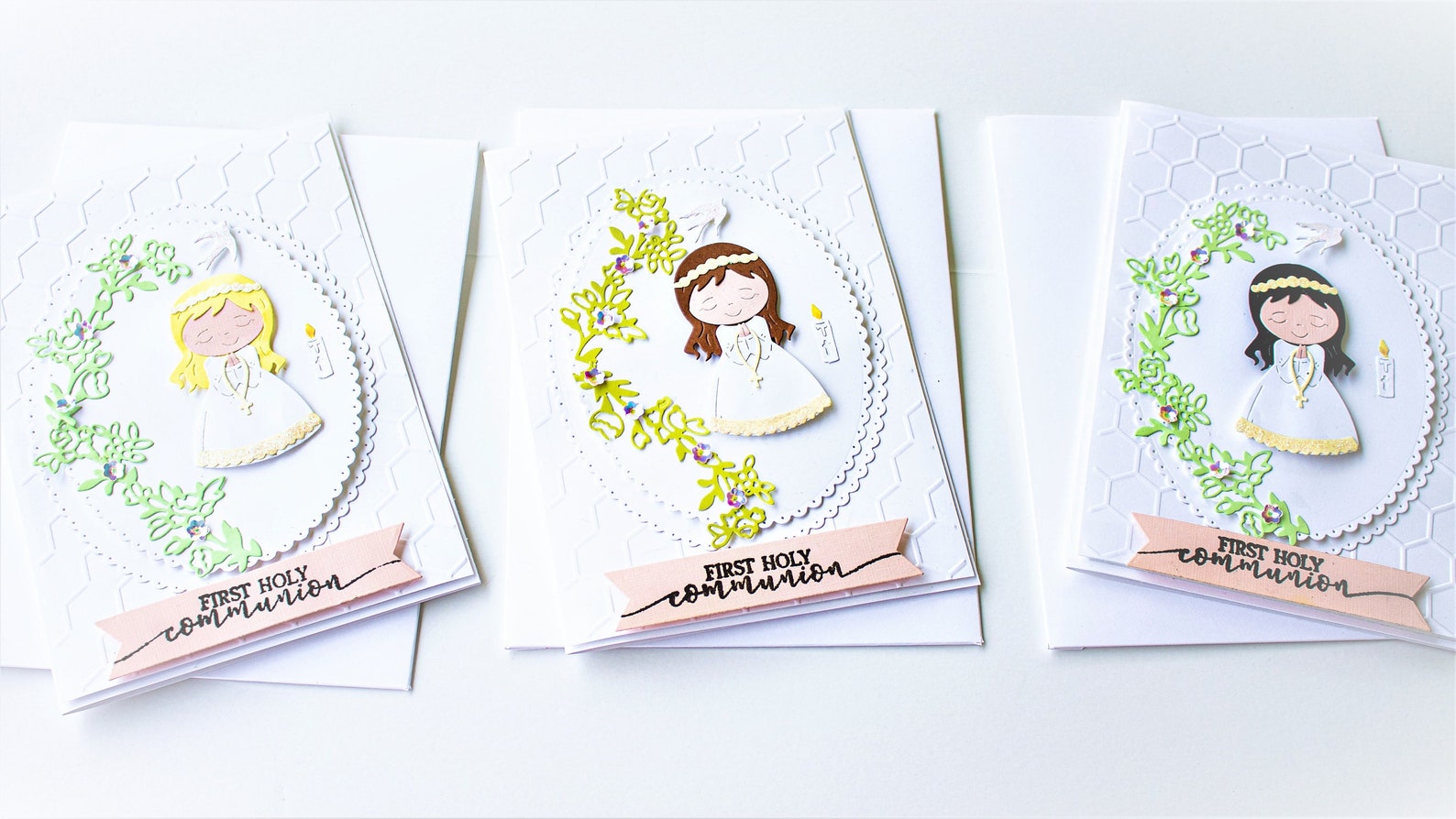 First Holy Communion Card Girl First Communion Card - Etsy