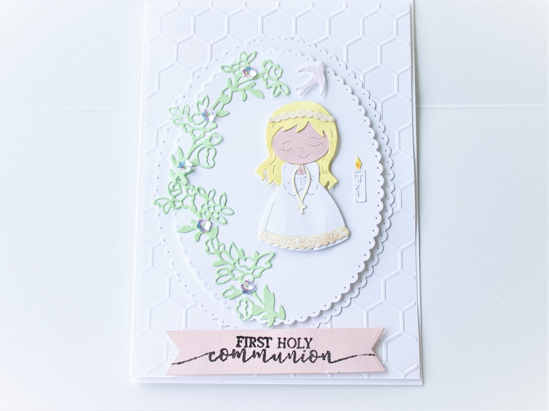 First Holy Communion Card Girl First Communion Card - Etsy