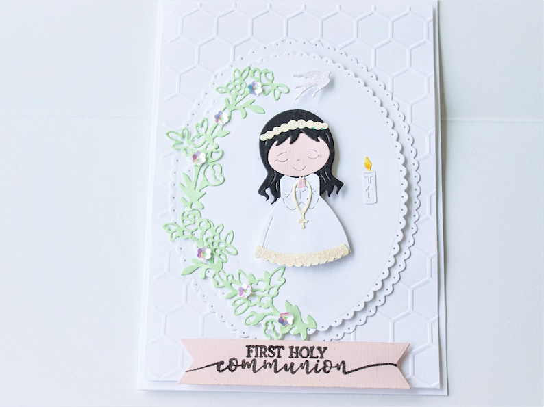 First Holy Communion Card Girl First Communion Card - Etsy