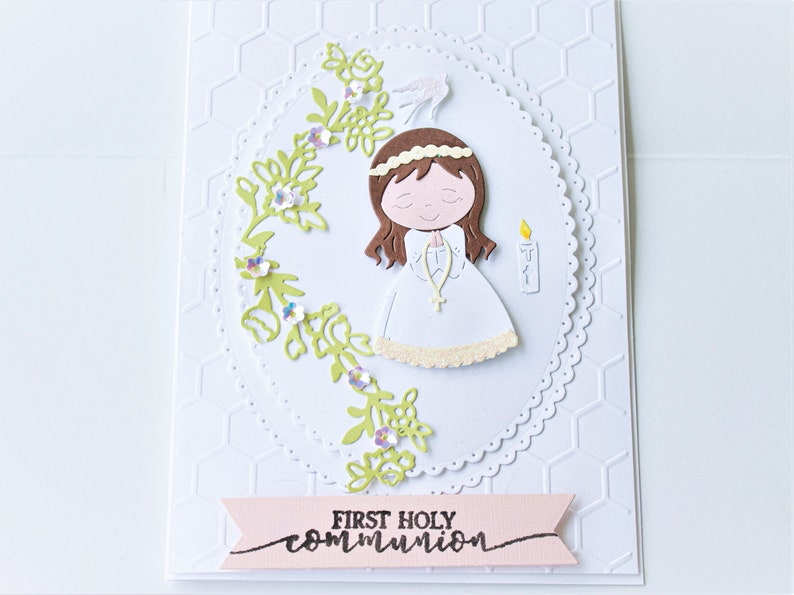 First Holy Communion Card Girl First Communion Card - Etsy